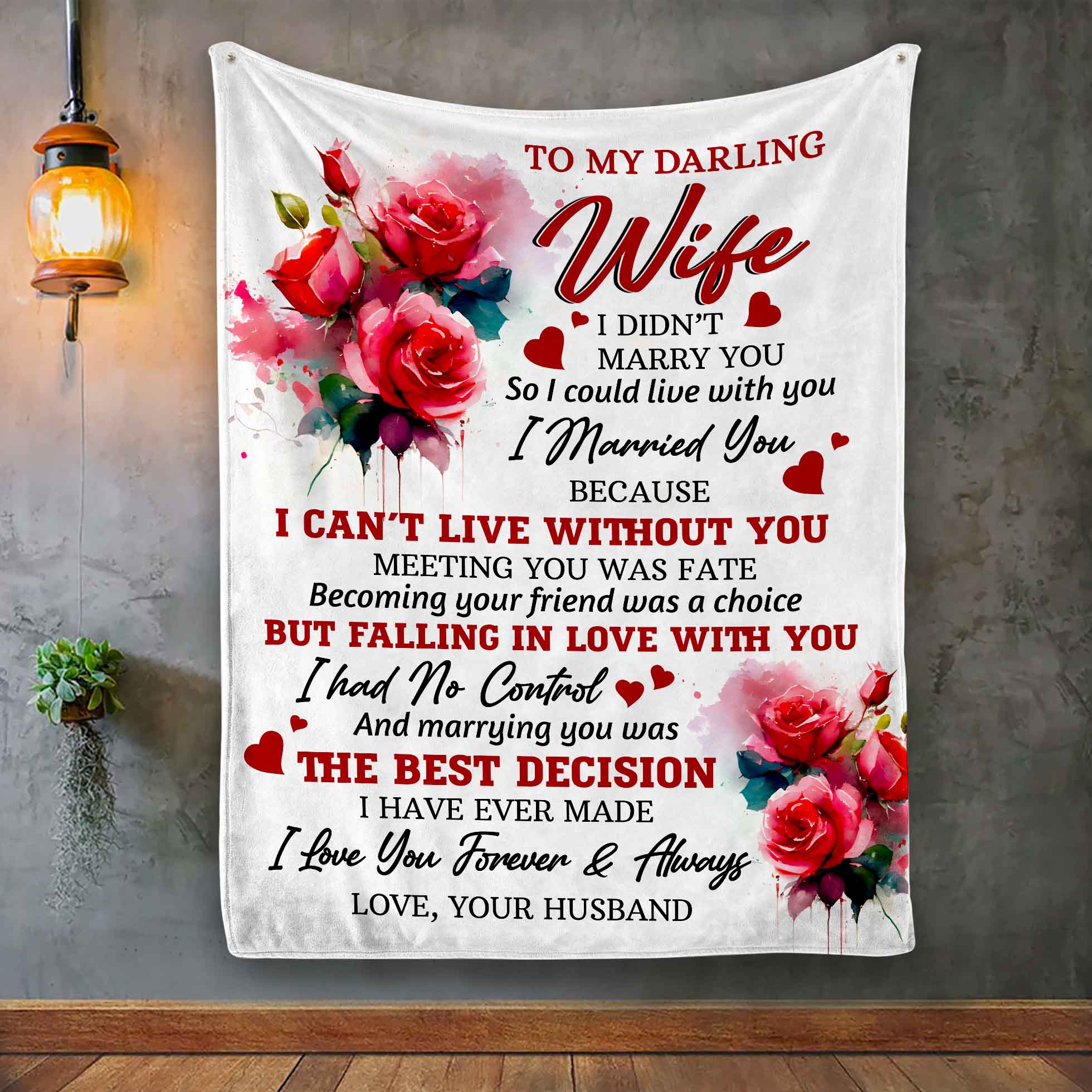 To My Darling Wife Red Roses Sherpa Blanket – Prime Choice